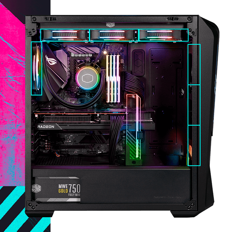 Gabinete Gamer Cooler Master Masterbox 500, ARGB, Mid-Tower, Lateral de ...